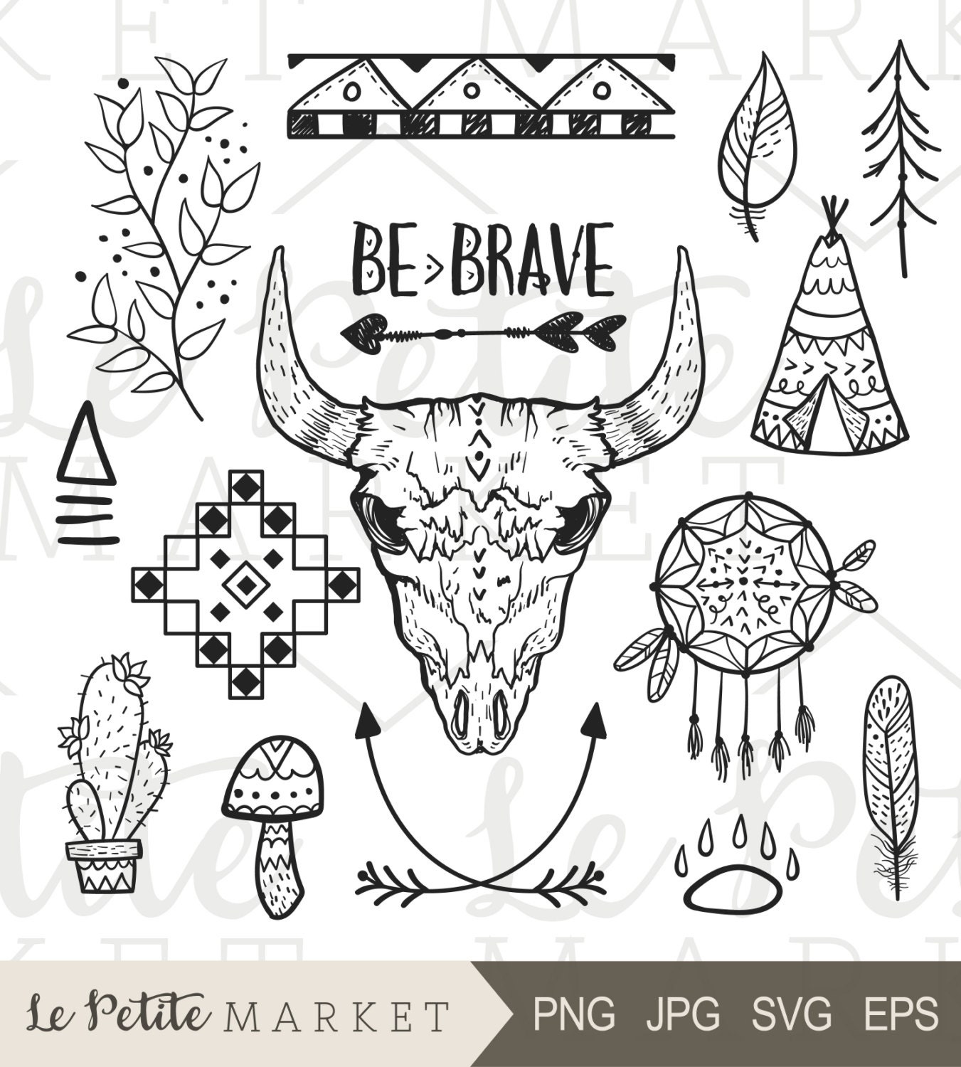 Hand Drawn Tribal Clip Art Superset, Tribal Illustrations, Tribal ...