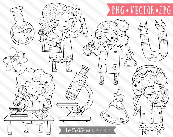 Girl Scientist Drawing