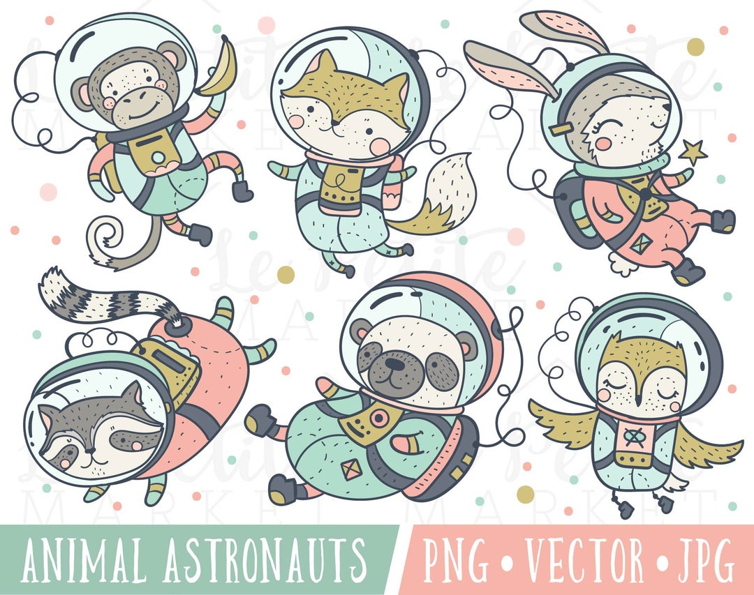 Kawaii Astronauts, Space Travelers, Cute Animals in Space, Pink ...