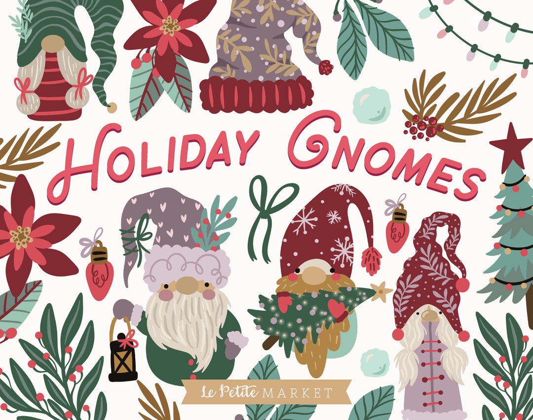 Christmas Gnomes PNG Clipart, Holiday Gnome Digital Stickers Instant ...