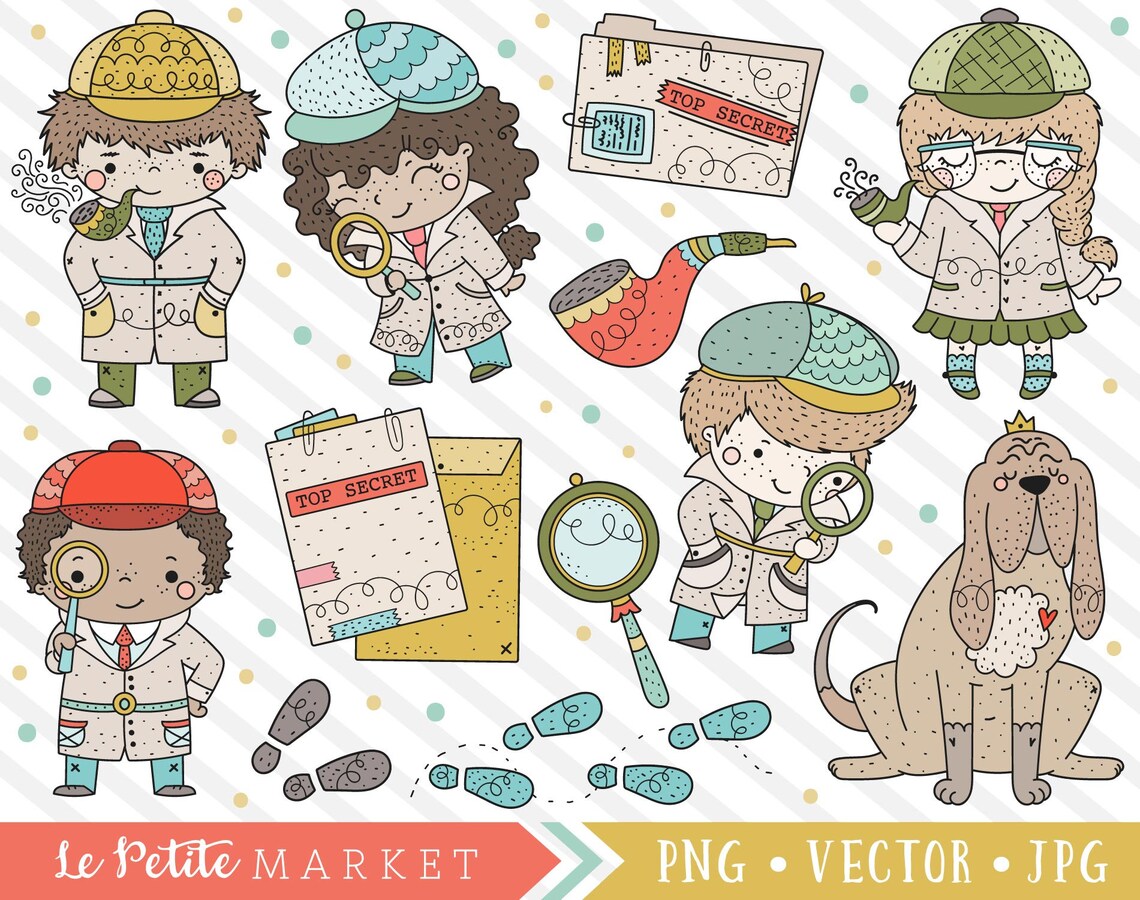 Cute Detective Clipart Set Crime Investigation Clip Art - Etsy