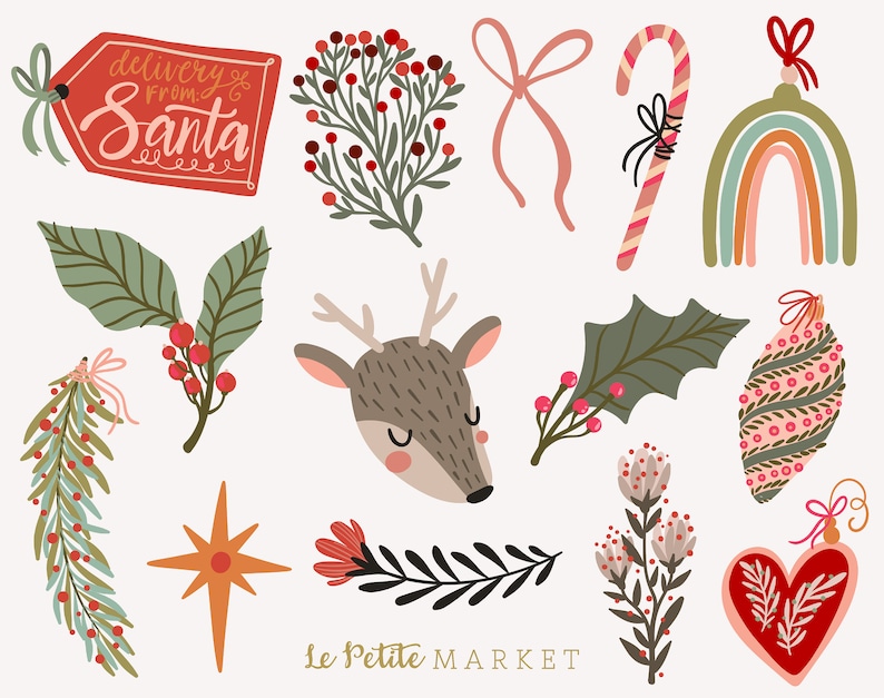 Boho Christmas Clipart Cozy Boho PNG Retro Christmas - Etsy