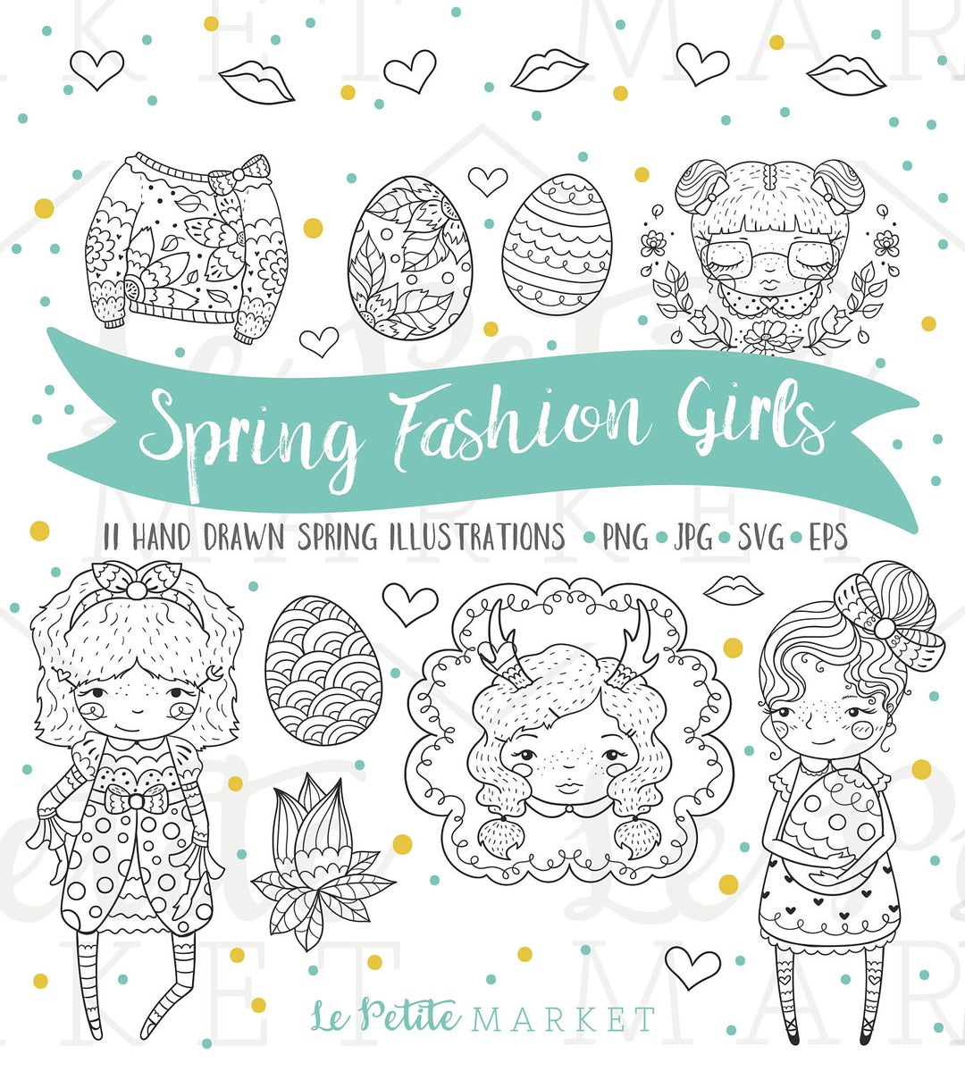 Easter Girls Clipart Images, Instant Download Digital Files, Cute ...