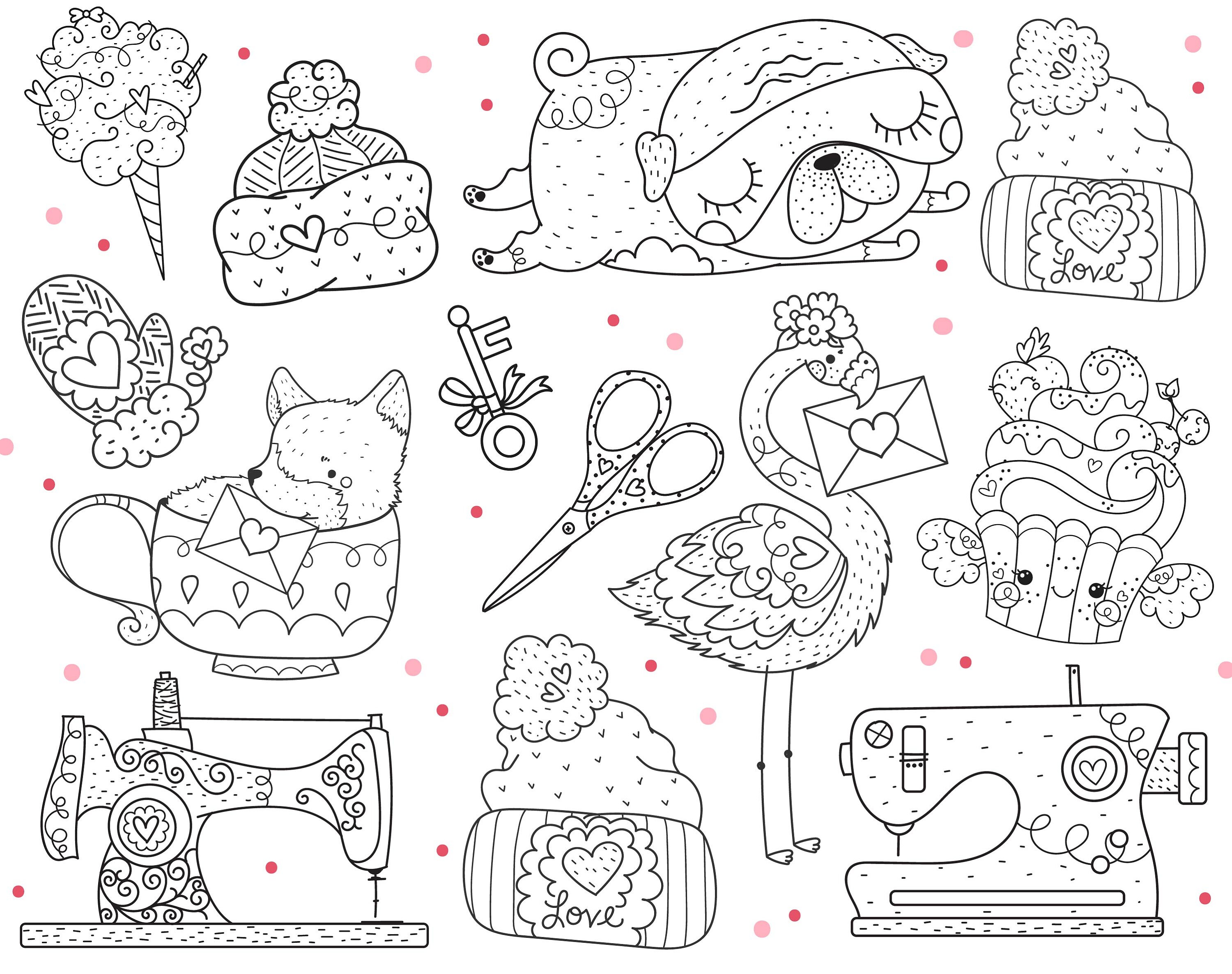 Valentine Clipart Bundle Valentine Digital Stamps Cute | Etsy