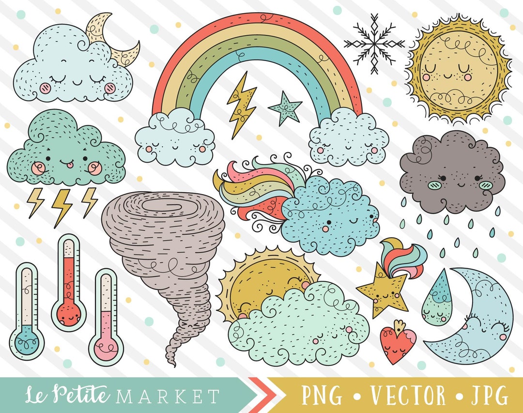 Weather Clipart Images, Cute Weather Clip Art, Sun Clipart, Rainbow ...