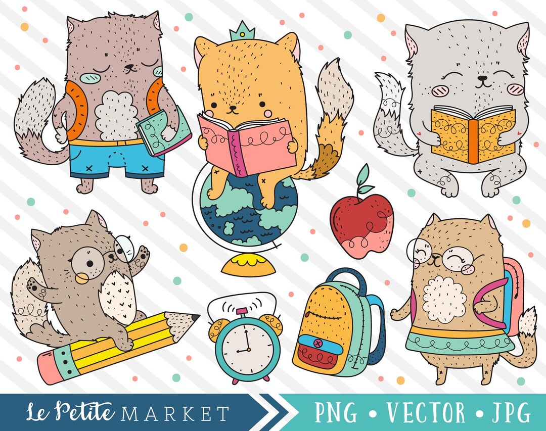 Cute School Cat Clipart Images, Cat School Clipart, Cute Classroom Clip ...