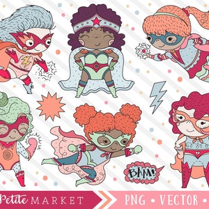 Superhero Clipart Set, Superhero Girls Clip Art, Comic Book Girls, Girl ...