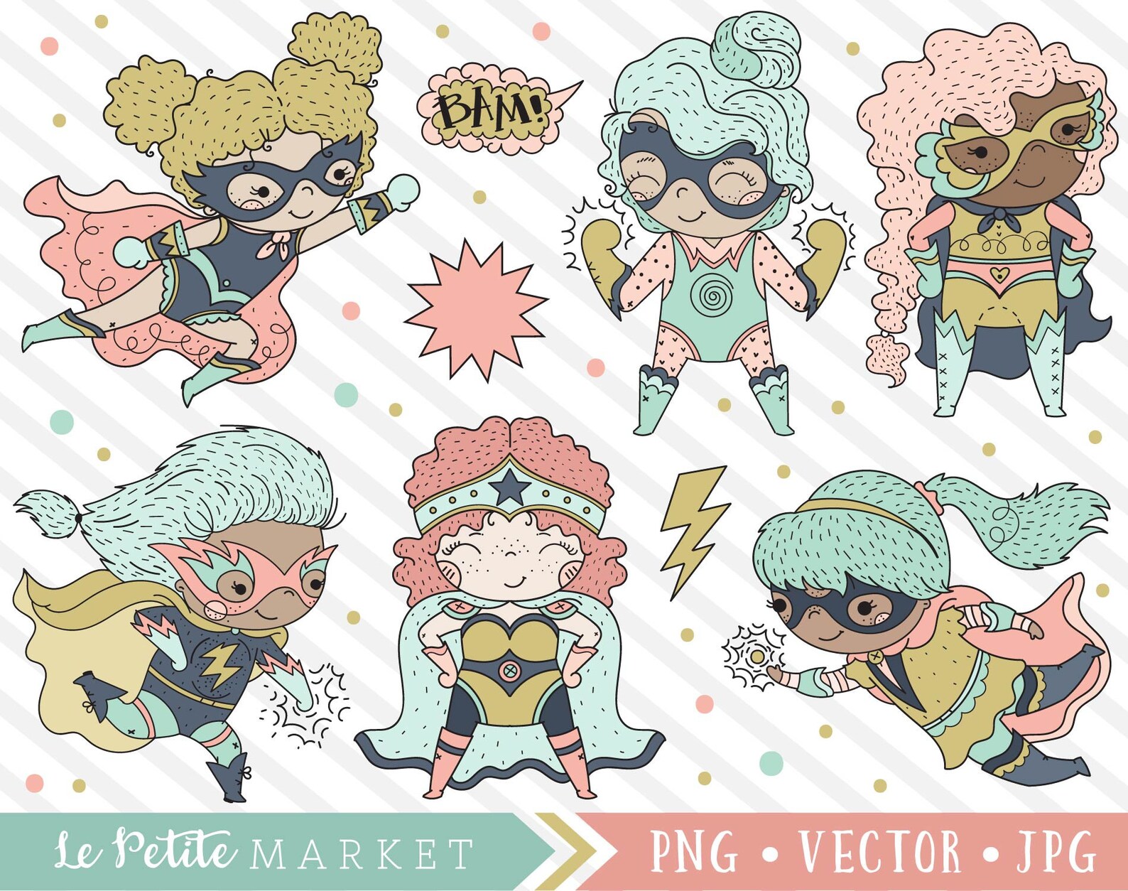 Superhero Girls Clipart Super Hero Clipart Clipart for - Etsy