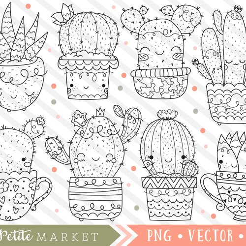 Cute Succulent Clipart Set Cute Cactus Clip Art Designs - Etsy