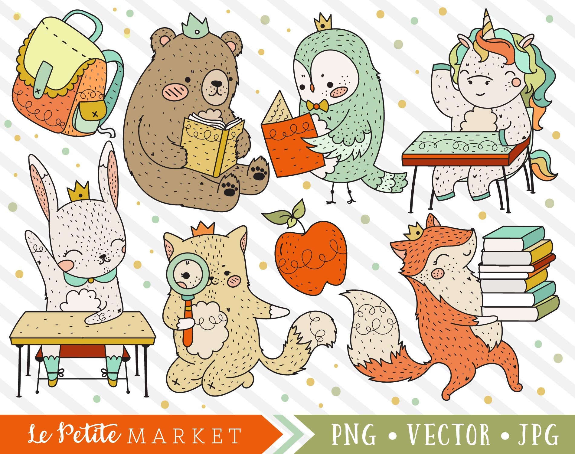 School Animal Clipart Back to school Clipart Images Woodland | Etsy