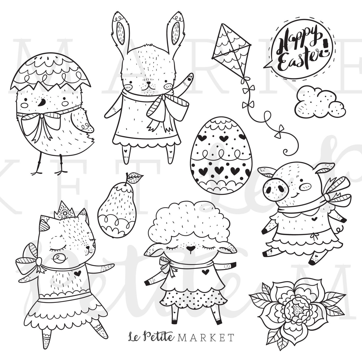 Easter Clip Art Easter Animals Clip Art Spring Animals Clip | Etsy