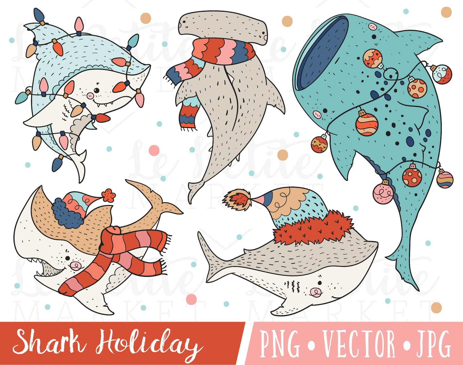 Christmas Shark Clipart Images, Winter Shark Clip Art Graphics ...