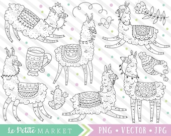 Doodle Llama Clipart Llama Clip Art Png Eps Ai Vector - Etsy