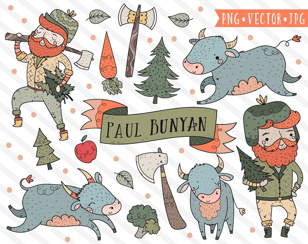 Paul Bunyan Clipart, Woodland Clipart, Lumberjack Clip Art, Farm to ...