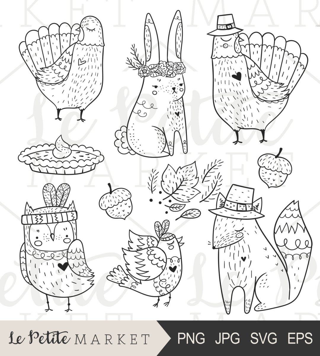 Woodland Thanksgiving Clip Art, Woodland Animal Thanksgiving Clipart ...