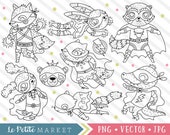 Cute Animal Superhero Clipart Images Hand Drawn Clip Art - Etsy