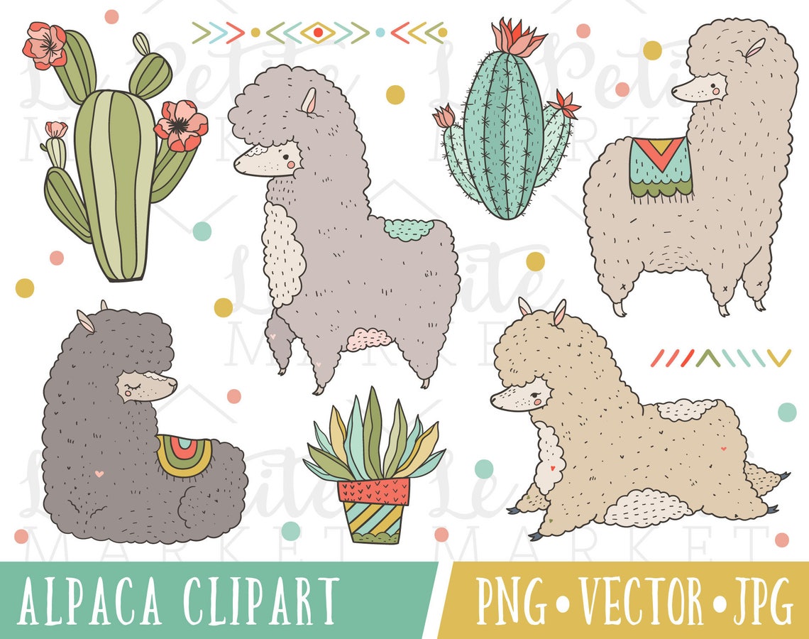 Cute Llama Clipart Set Cute Alpaca Clip Art Images Clipart - Etsy