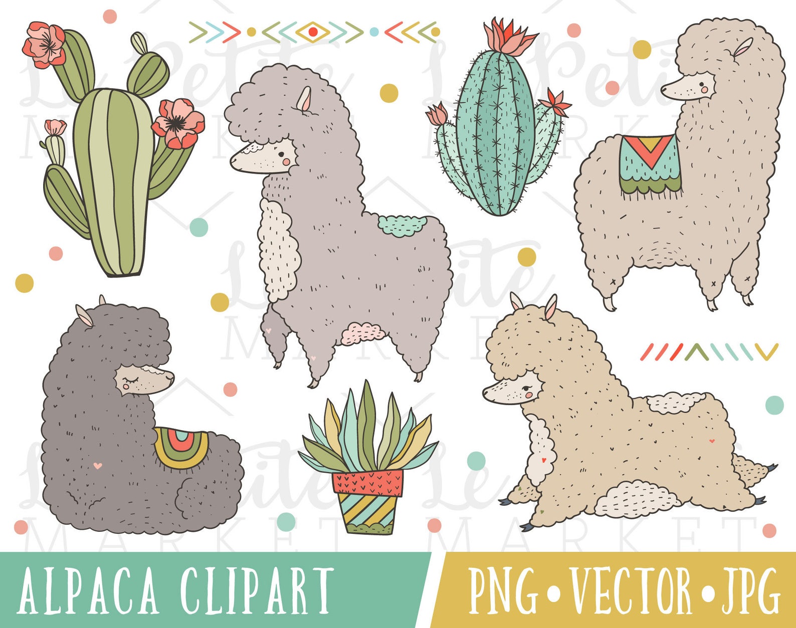 Cute Llama Clipart Set Cute Alpaca Clip Art Images Clipart | Etsy