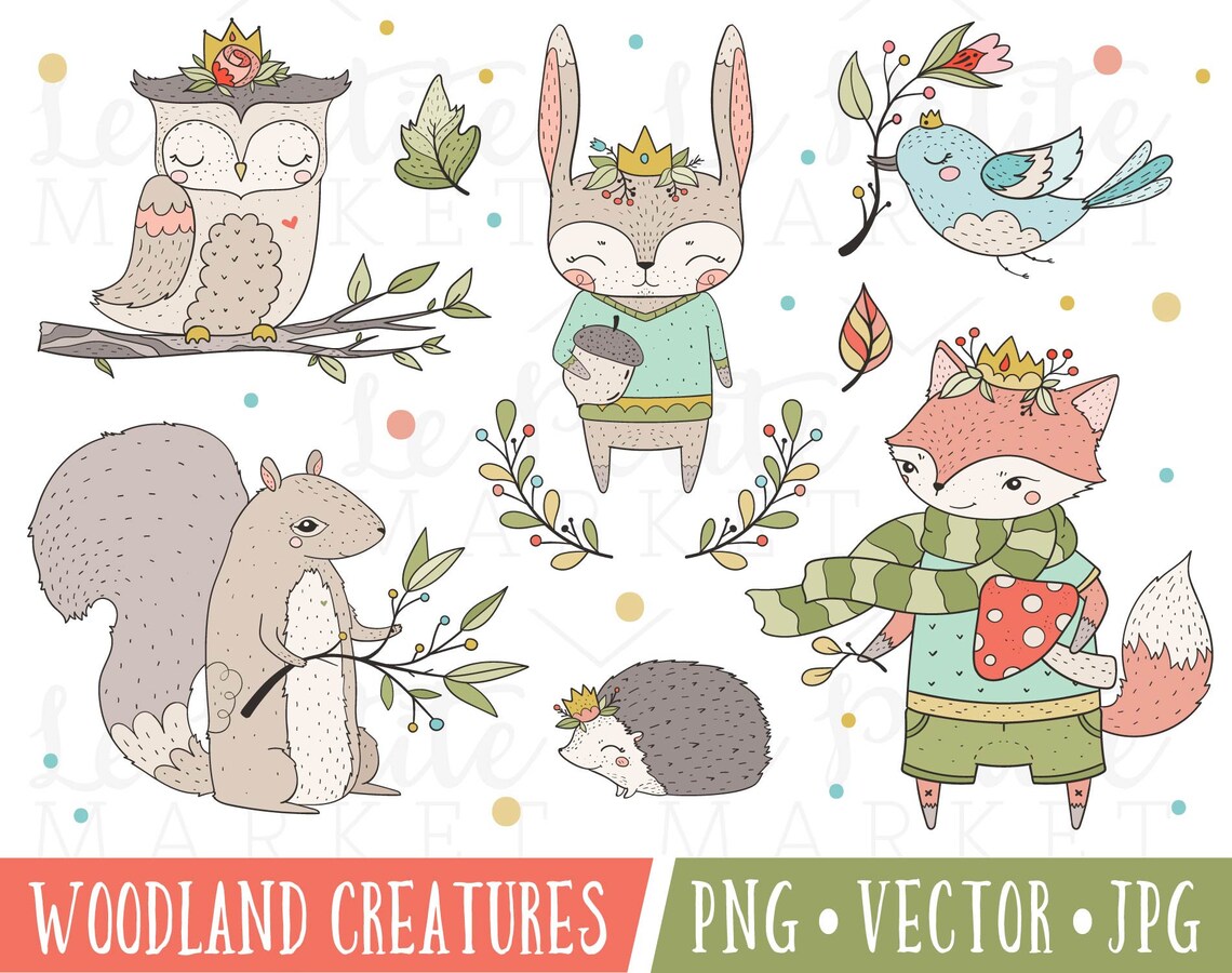 Woodland Creatures Clipart Images Woodland Animals Clipart - Etsy