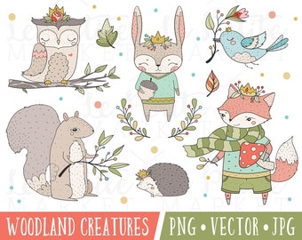 Fox clipart woodland animals clipart forest animals clipart