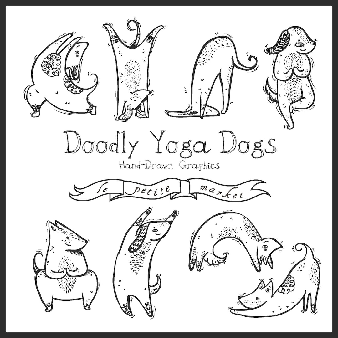 Digital Download Doodly Dog Clipart, Instant Download, Cute Yoga ...