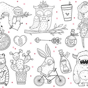 Valentine Clipart Bundle, Valentine Digital Stamps, Cute Valentine ...