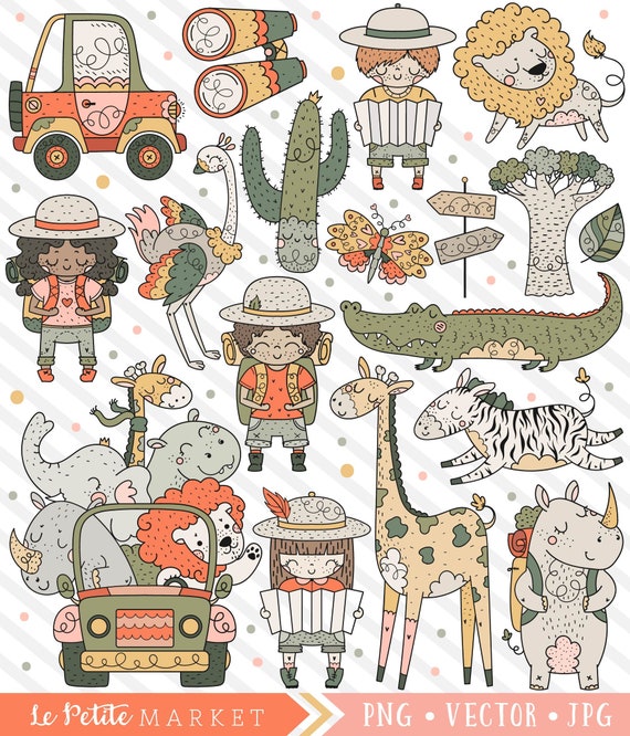 Jungle Animals Clipart Digital Vector Safari Animals Etsy Zoo