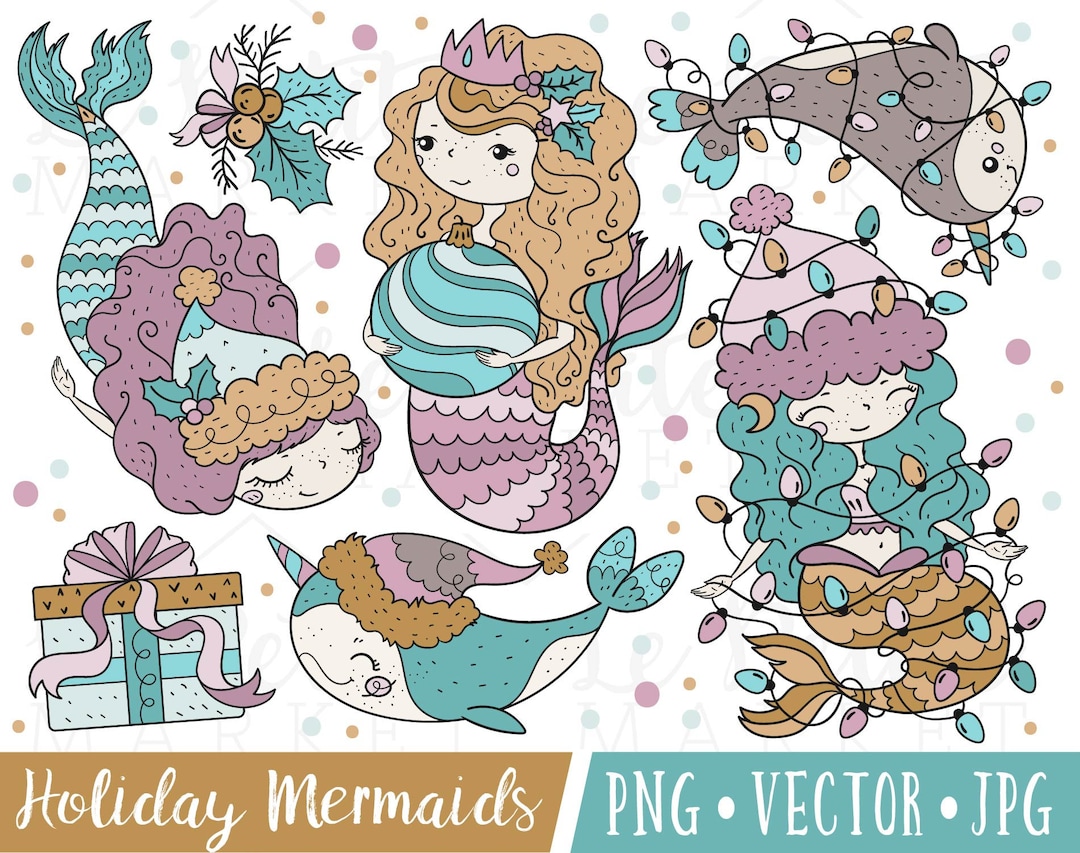 Cute Christmas Mermaid Clipart Images, Cute Holiday Mermaid Clip Art ...