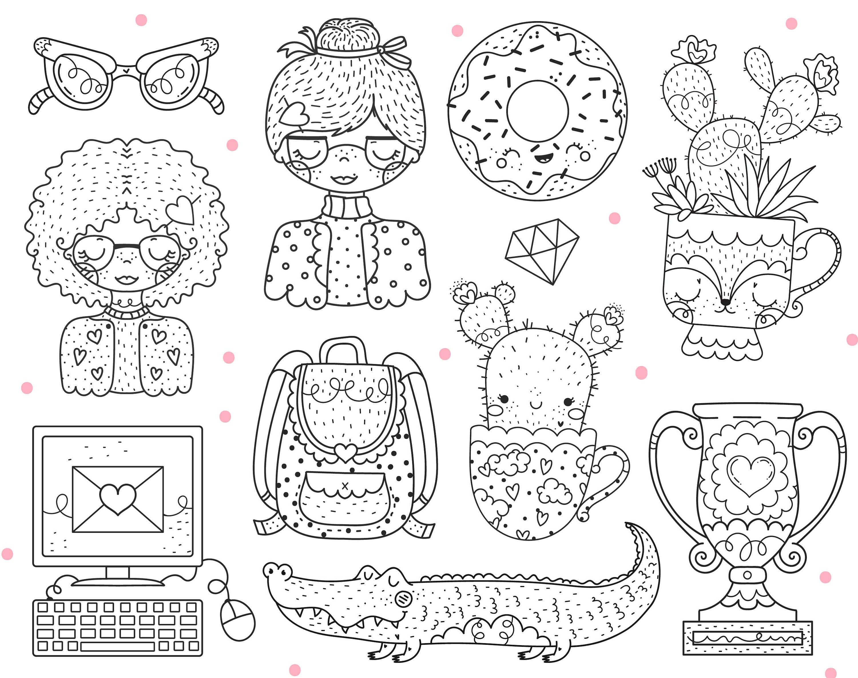 Valentine Clipart Bundle Valentine Digital Stamps Cute | Etsy