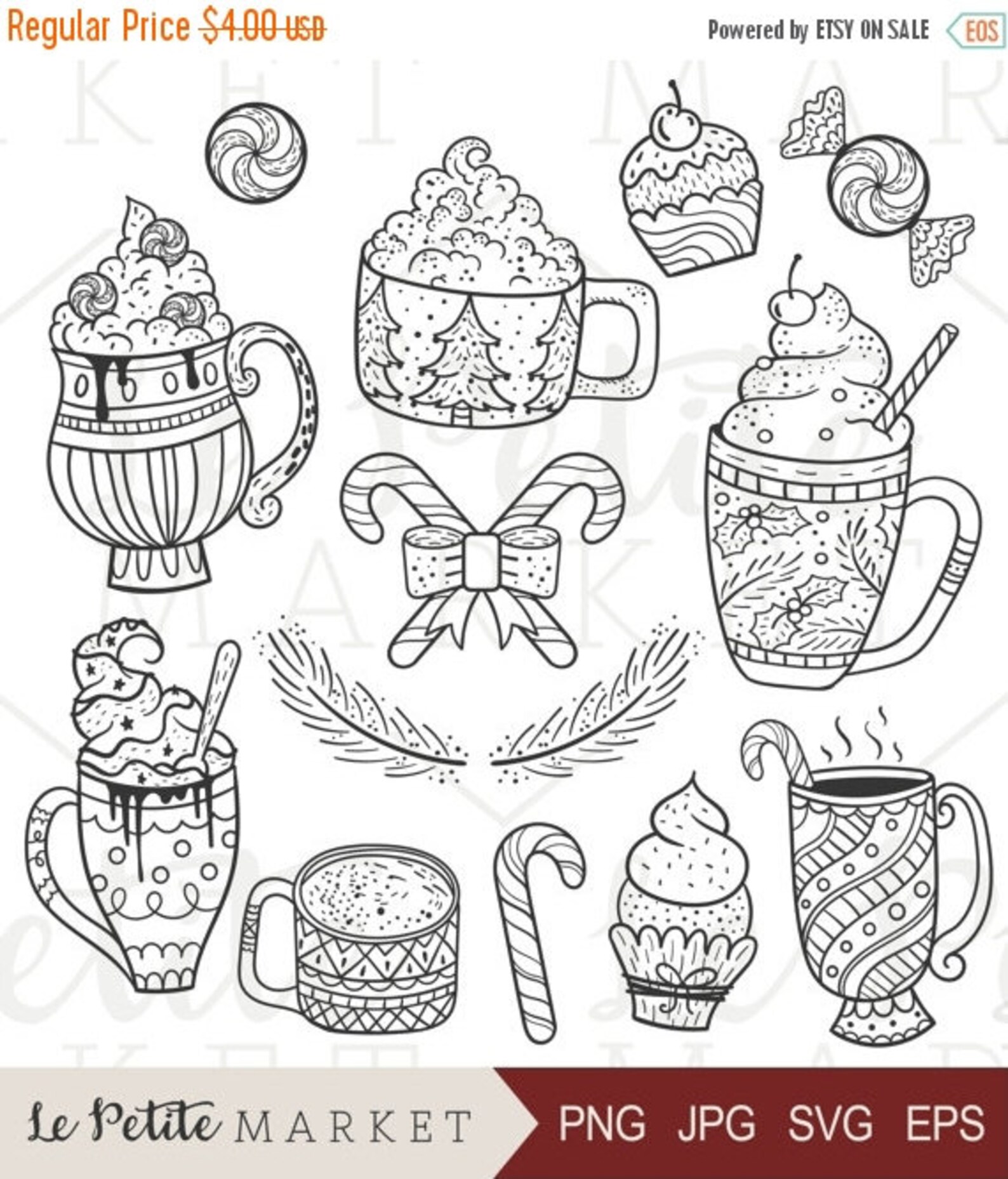Holiday Hot Cocoa Clip Art, Christmas Hot Chocolate Clip Art, Hot ...