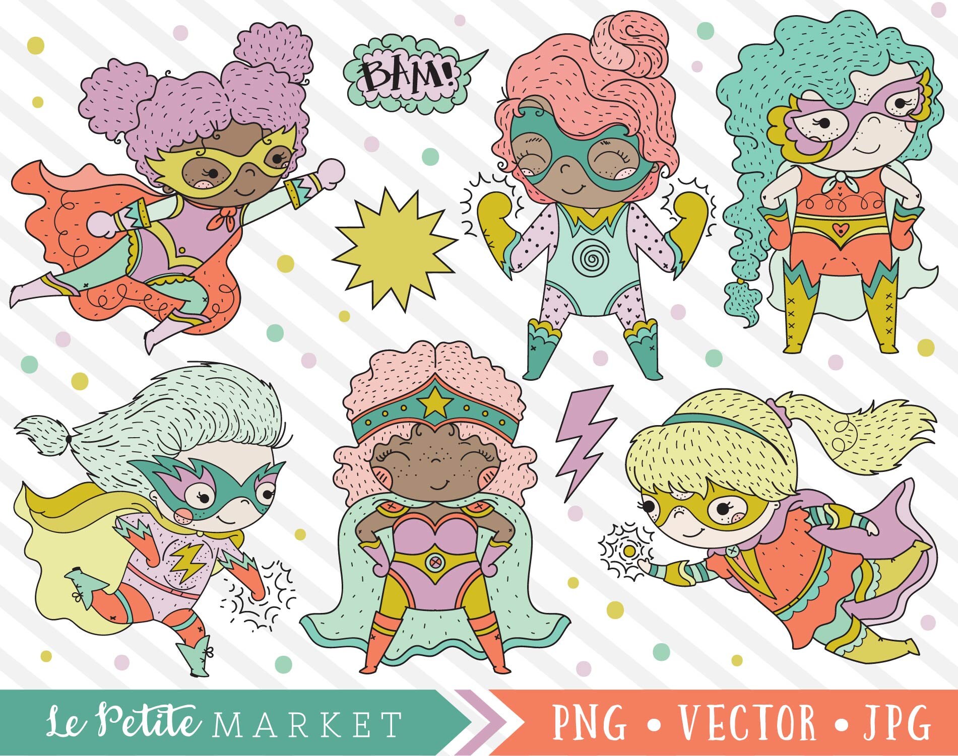 Superhero Girls Clip Art Super Hero Clipart Clipart for - Etsy