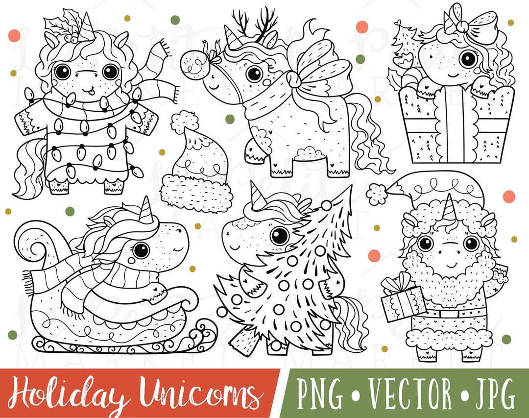 Christmas Unicorns Clipart Images, Holiday Unicorn Digital Stamps ...