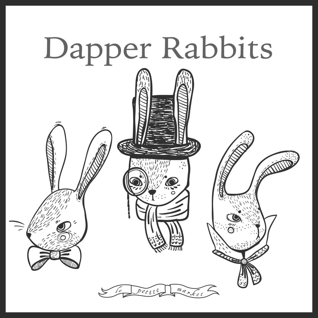Cute Dapper Rabbit Illustrated Clipart, Bunny Clipart, Cute Clipart ...