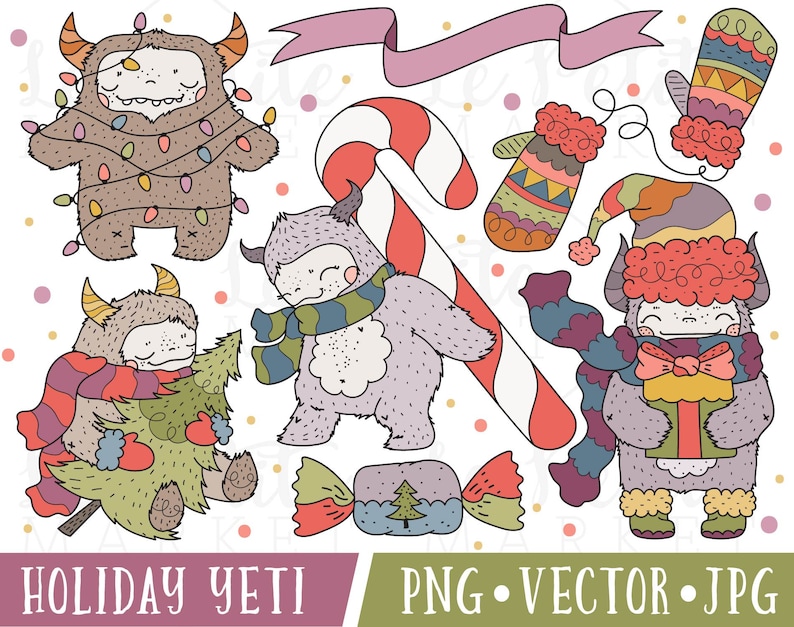 Winter Yeti Clipart Images Cute Christmas Yeti Clip Art - Etsy