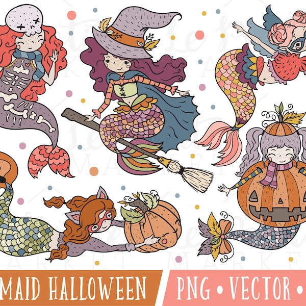 Mermaids Fall Clip Art - Etsy