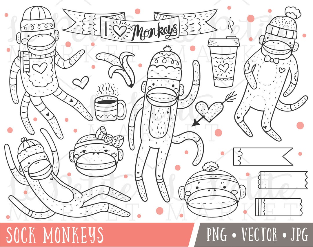 Sock Monkey Clip Art Images, Sock Monkey Clipart, Monkey Illustrations ...