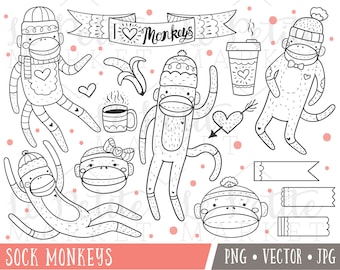 Sock Monkey Art - Etsy