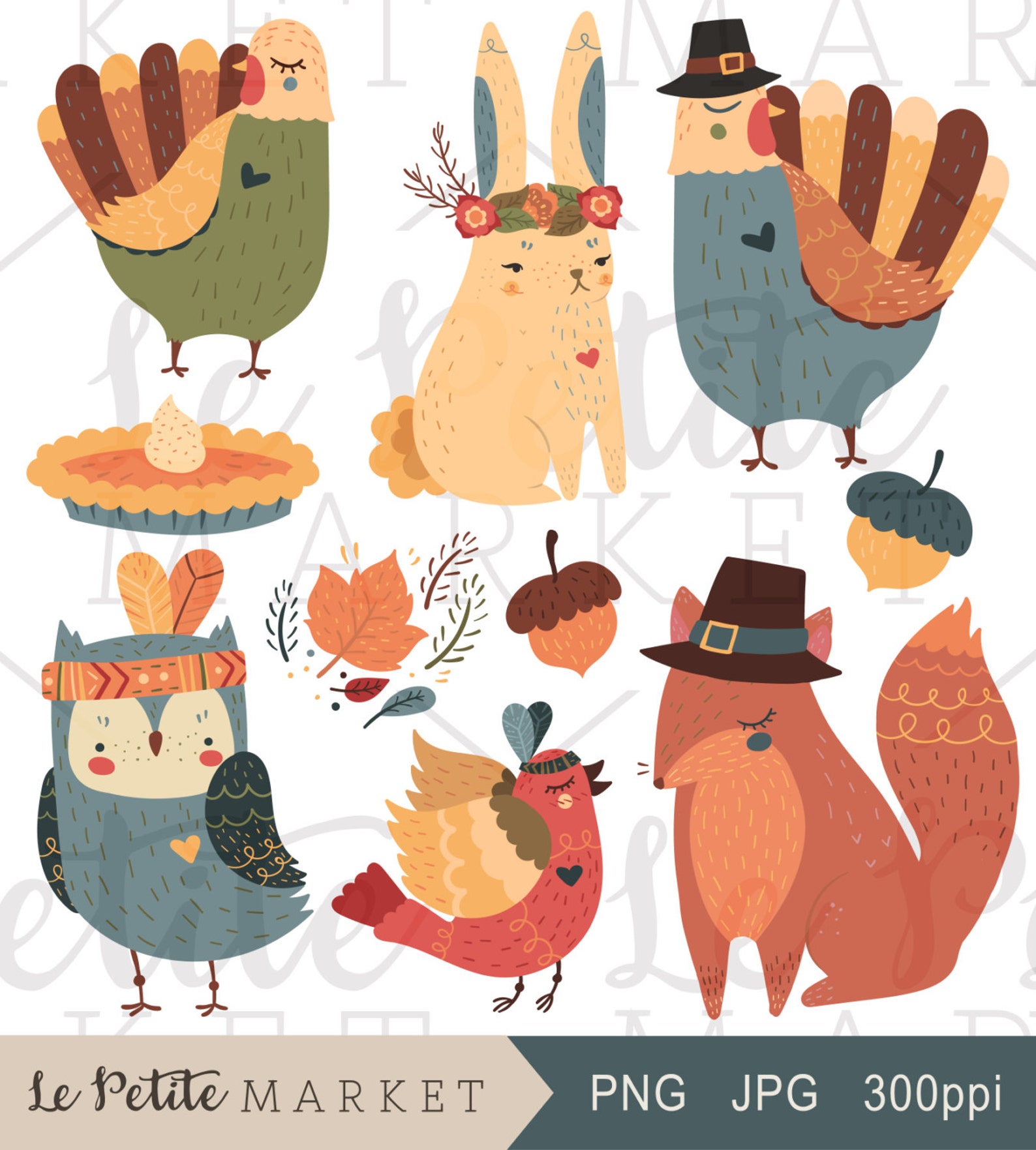 Thanksgiving Clip Art Set Thanksgiving Clipart Set - Etsy