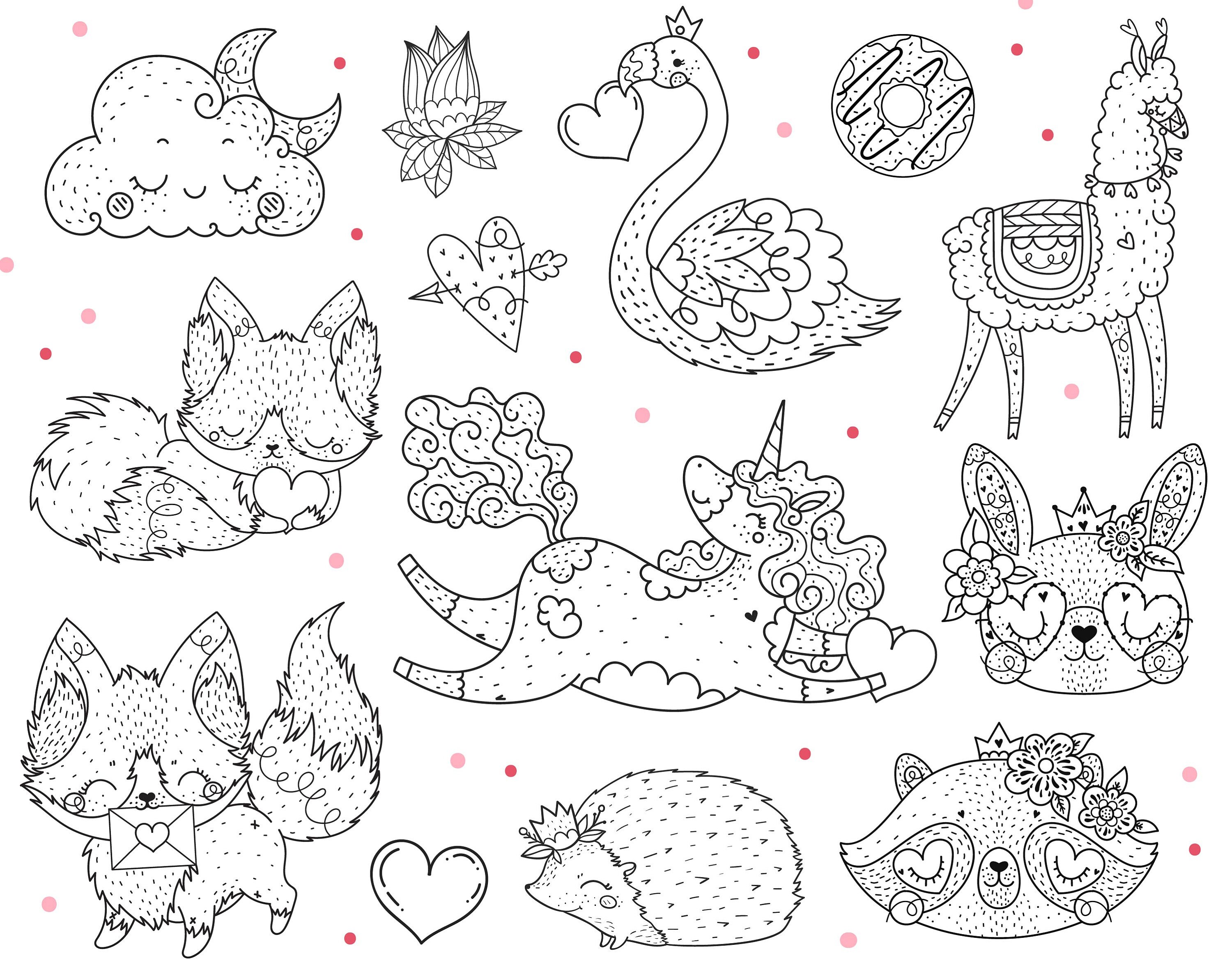 Valentine Clipart Bundle Valentine Digital Stamps Cute | Etsy