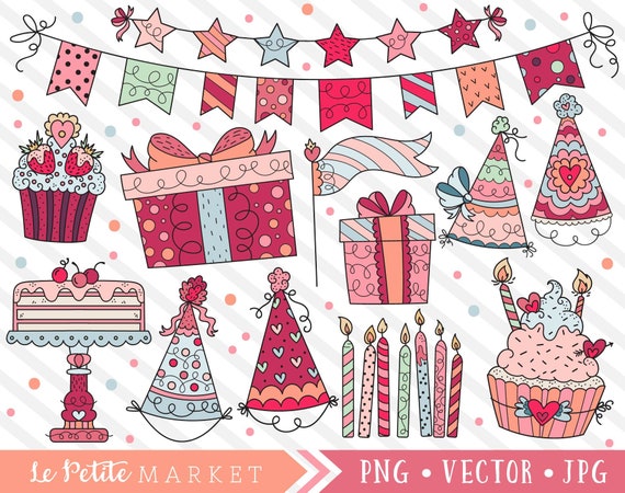 Cute Party Clipart Set Cute Birthday Party Clip Art Birthday - Etsy Canada