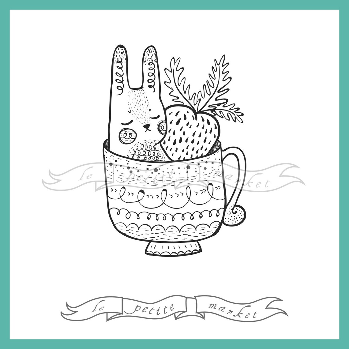 Cute Hand Drawn Bunny Rabbit Clipart Digital Bunny Clipart - Etsy