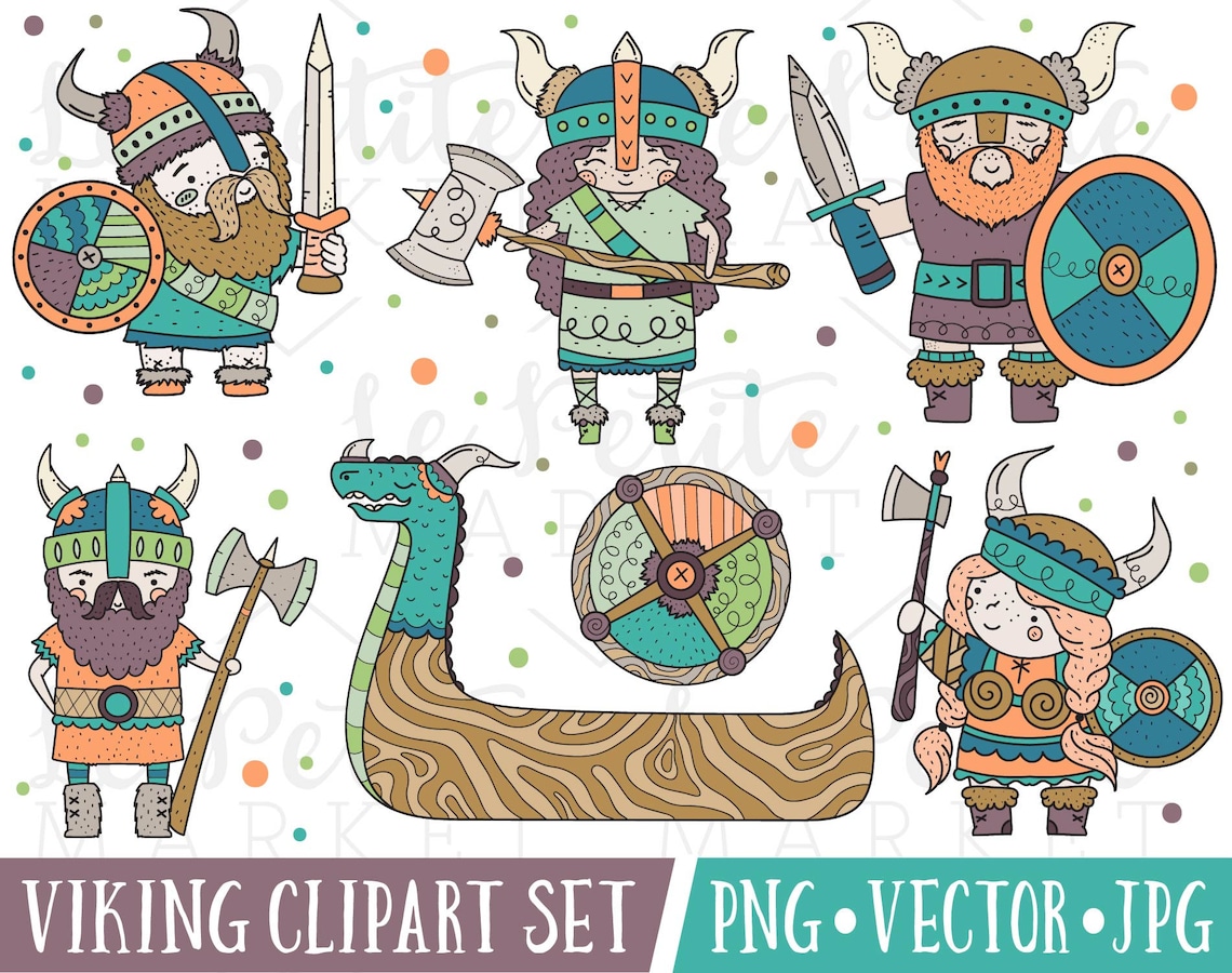 Viking Clipart Set, Cute Viking Illustrations, Cute Viking Clip Art ...