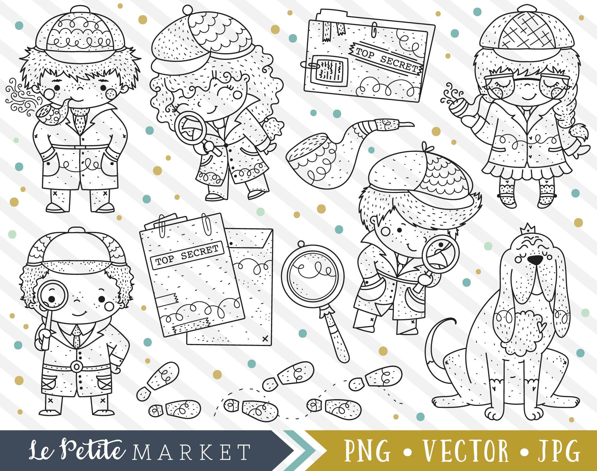 Detective Clipart Set, Exploration Clipart, Mystery Clip Art, Cute ...
