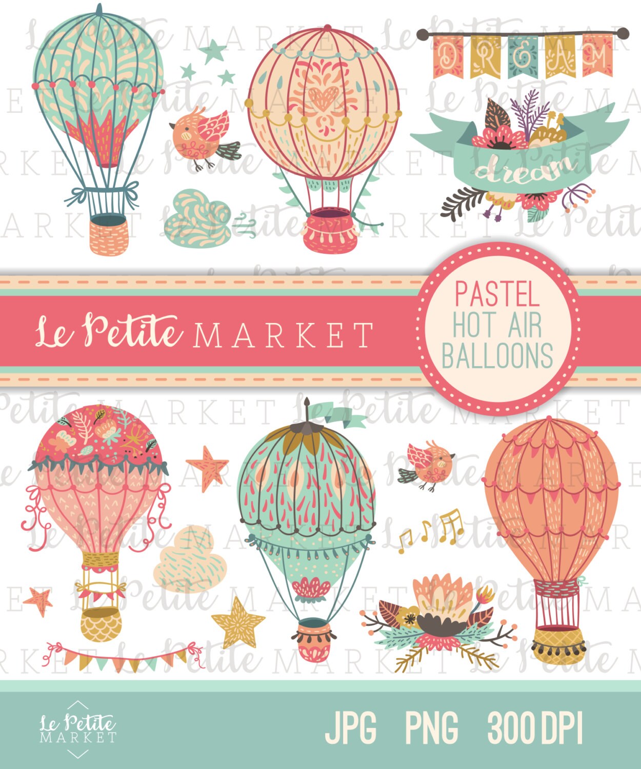 Vintage Hot Air Balloon Clip Art