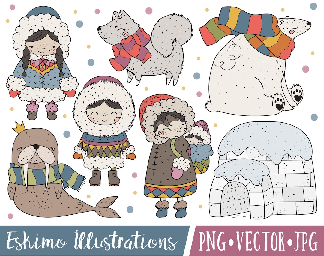 Inuit Arctic Clipart Images, Cute Eskimo Illustrations, Polar Bear Clip ...