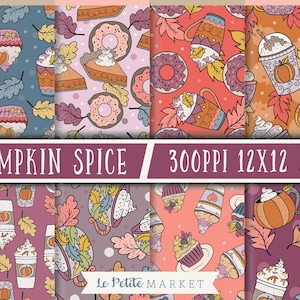 Autumn Digital Paper Cute Fall Printable Paper Pumpkin Spice - Etsy