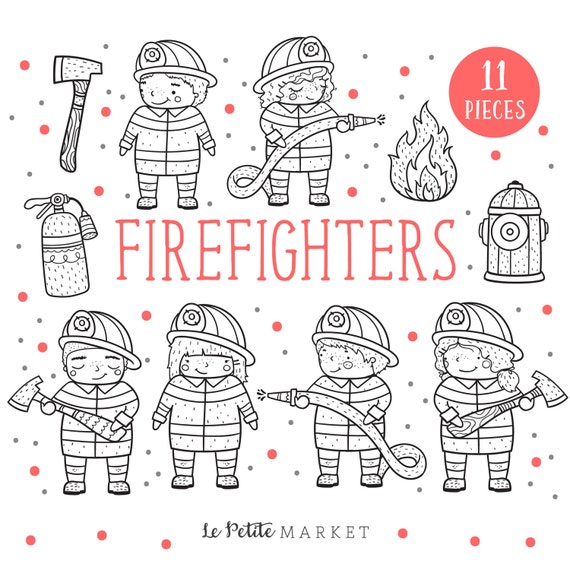 Firefighter Clip Art Black And White