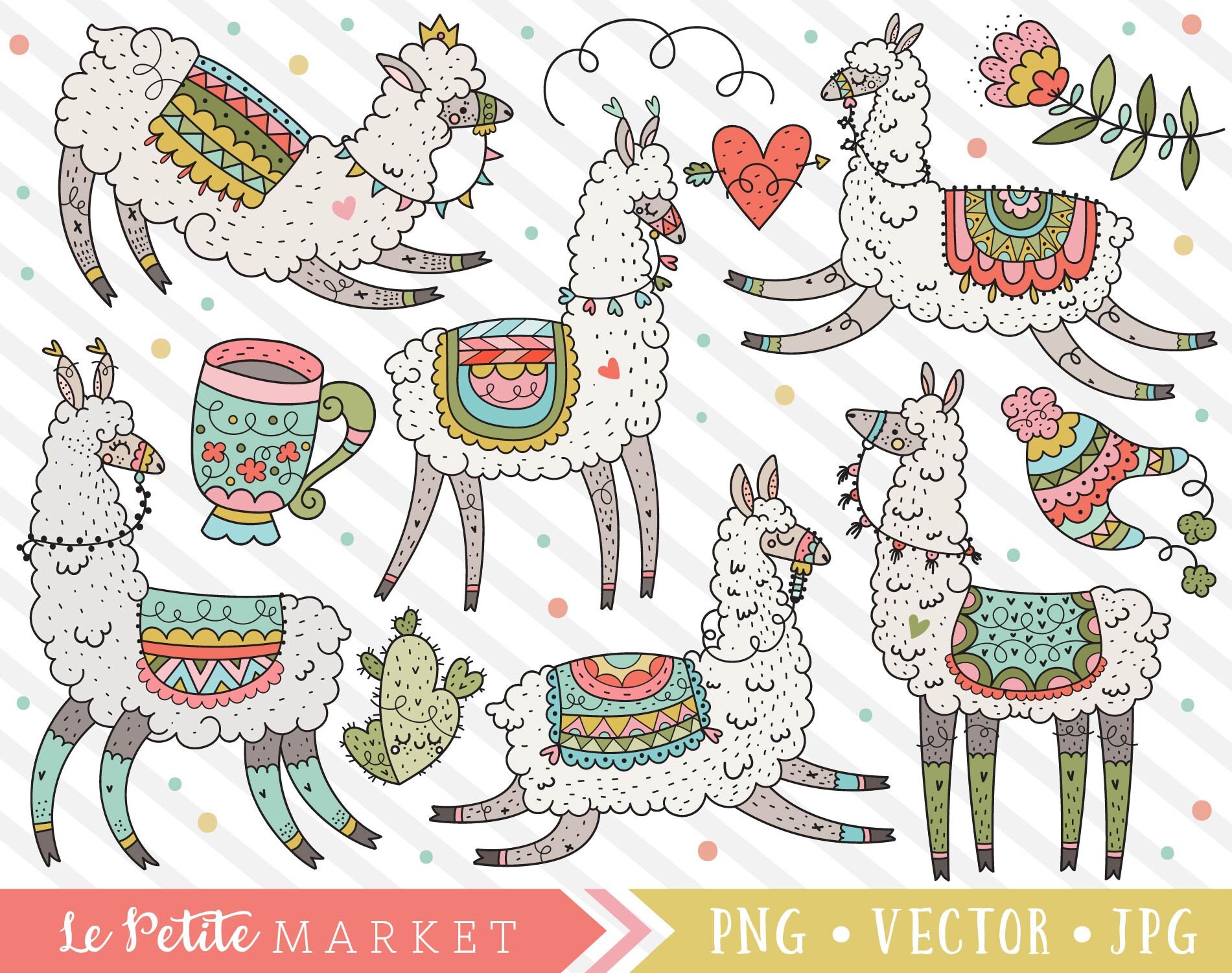 Cute Llama Clipart Images Llama Clip Art Kawaii Llama Cute | Etsy