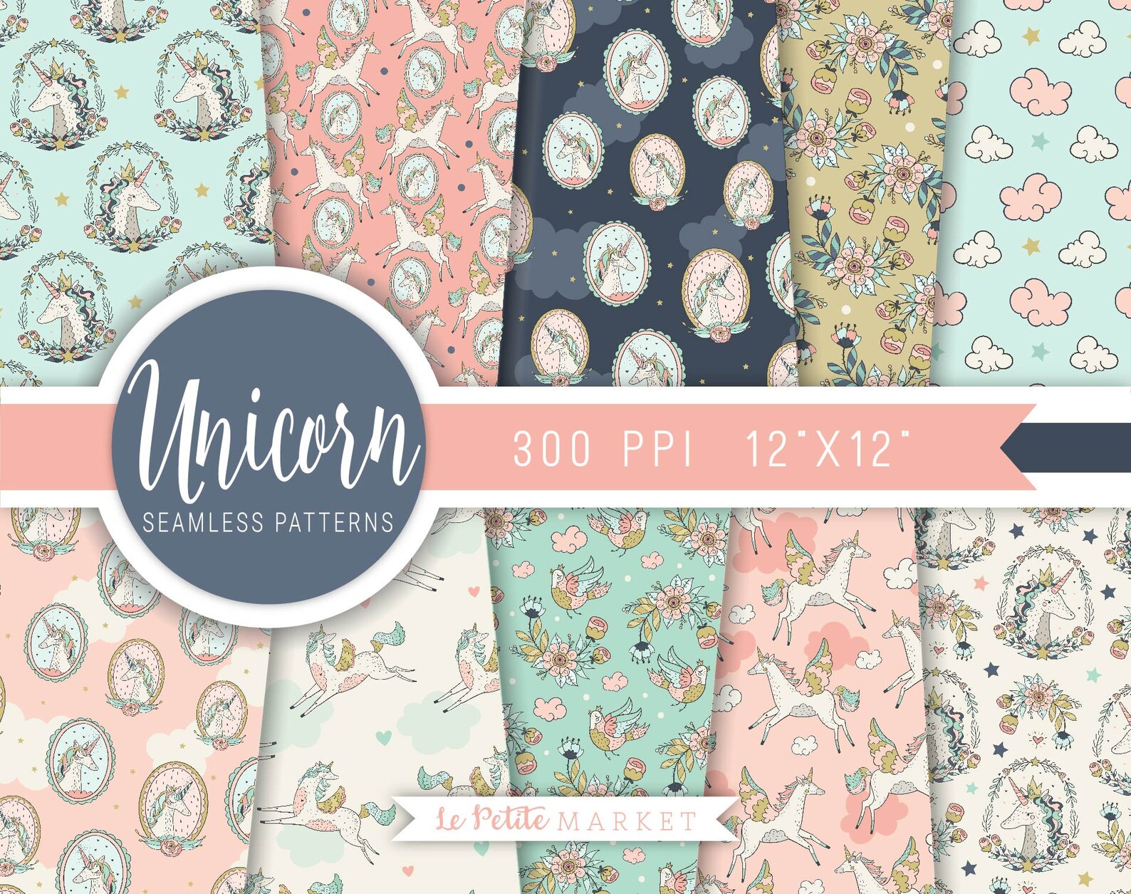 Unicorn Digital Paper Pack Cute Unicorn Paper Printable | Etsy