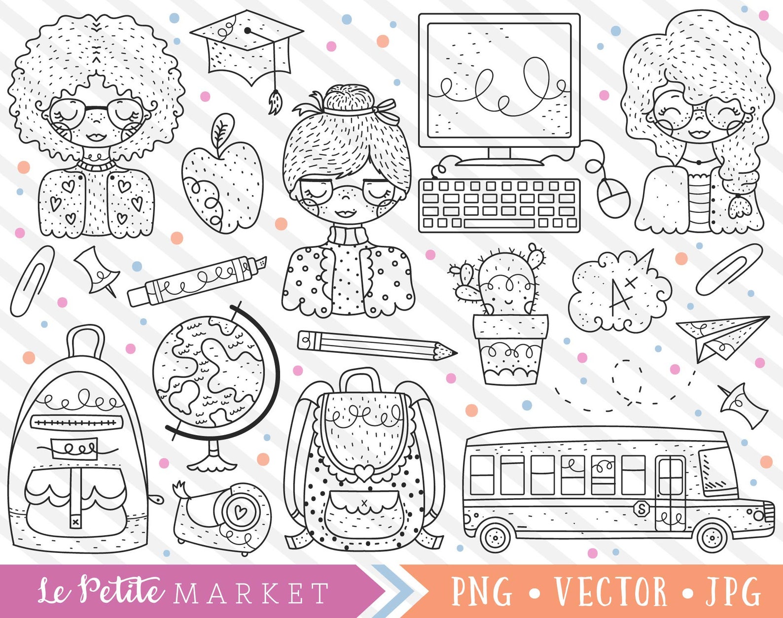 Cute School Clipart Set Cute Teacher Clip Art Images Teacher | Etsy